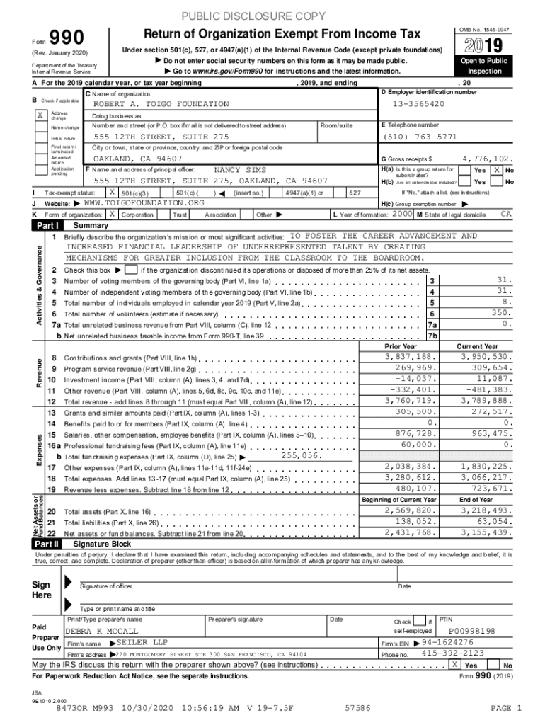 Fillable Online Robert A Toigo Foundation - Full Filing- Nonprofit ...