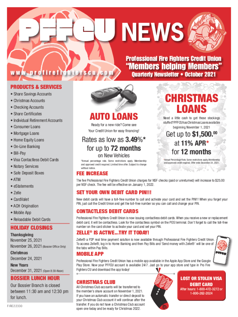 Fillable Online Account ServicesPFFCU - Police and Fire Federal Credit ...