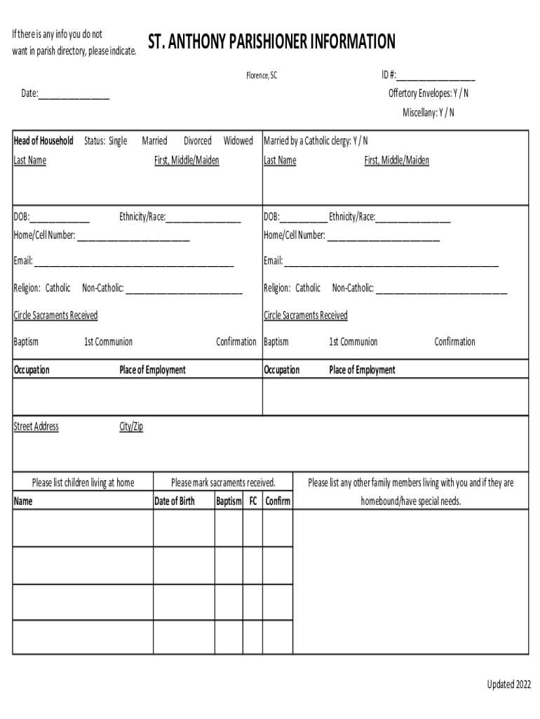 Fillable Online Become a Member - St. Anthony of Padua Church Fax Email Print - pdfFiller