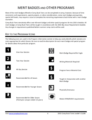 Fillable Online What are some easy and quick merit badges for Boy ...