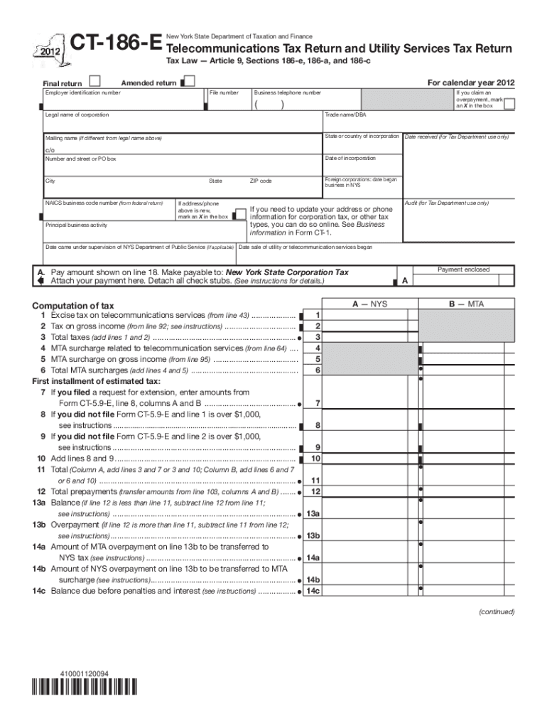 Fillable Online SECTION 186-E Excise tax on telecommunication services ...