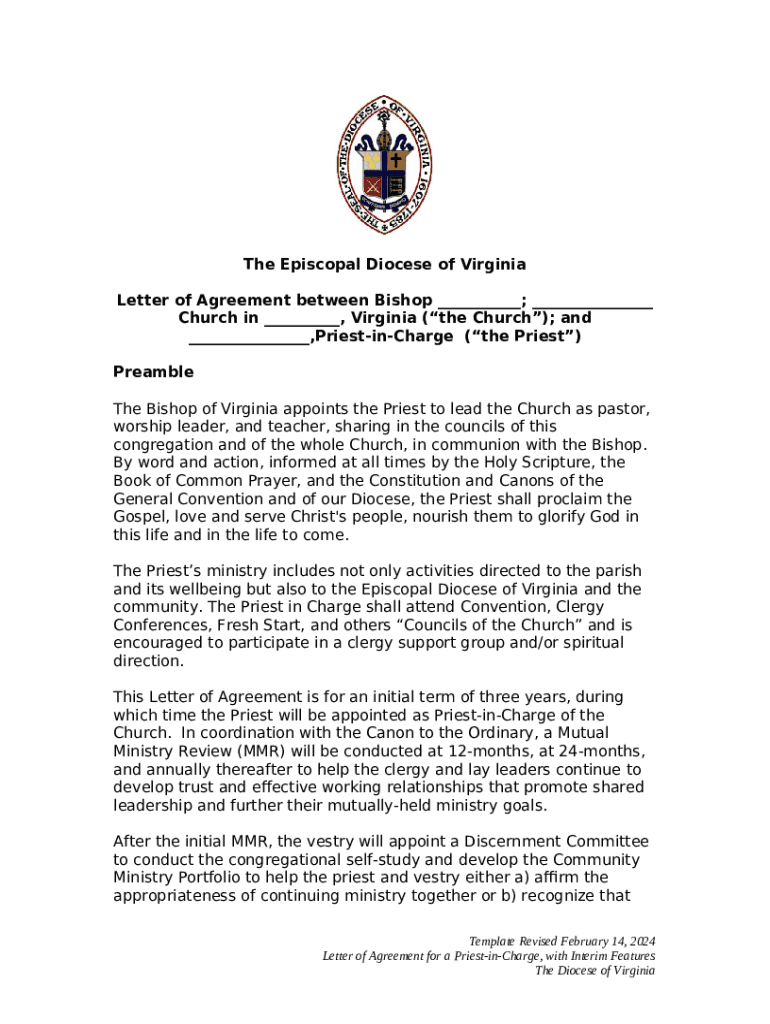 (Church Letterhead) - (Sample) Letter of Agreement Doc Template | pdfFiller