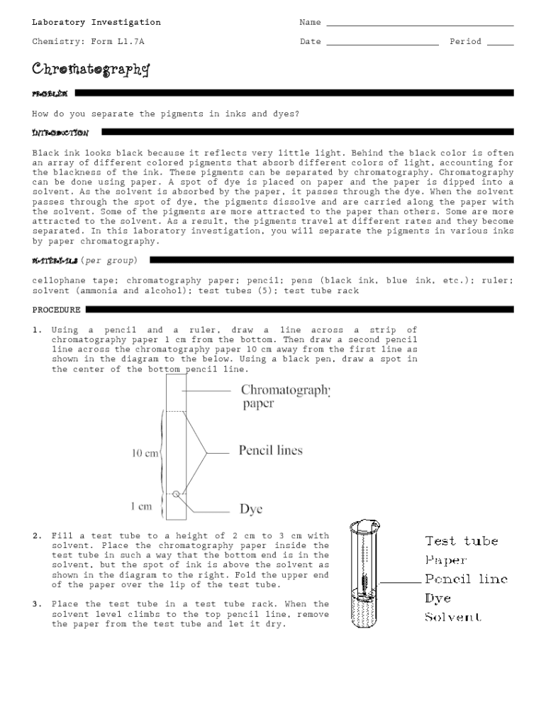 Fillable Online 2: Paper Chromatography of Gel Ink Pens (Experiment ...