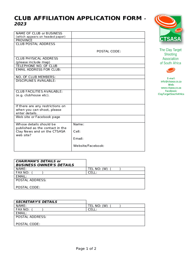 Online Club Affiliation Doc Template | pdfFiller