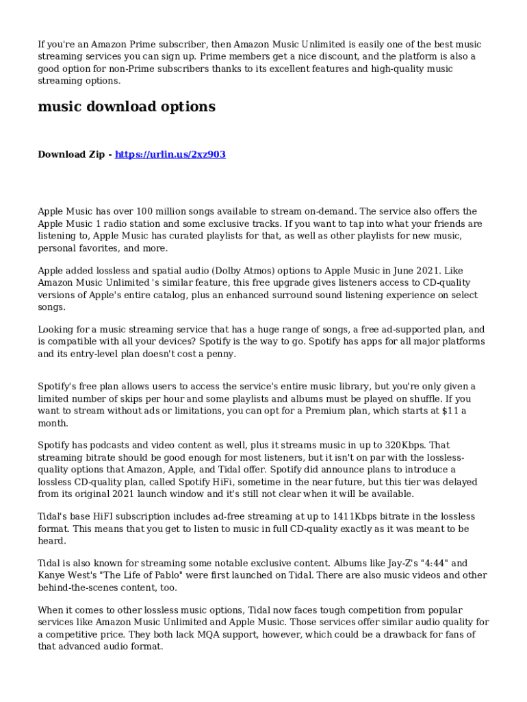 Fillable Online What are the Differences Between the Amazon Music ...