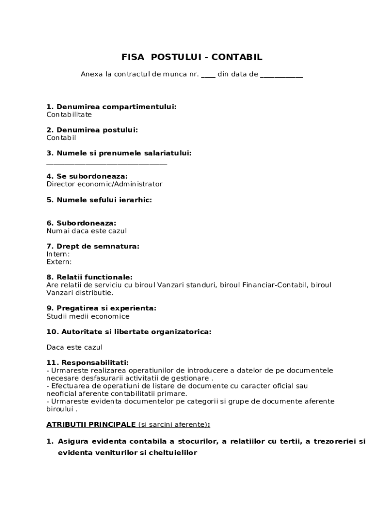 Fisa postului de director economic Doc Template | pdfFiller