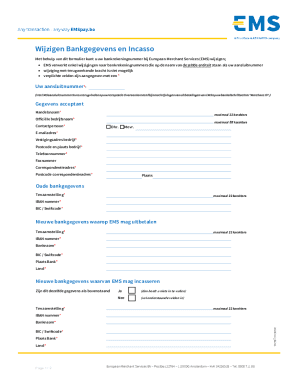 Invulbaar Online Formulier wijzigen bankrekeningnummer en incasso - EMS ...