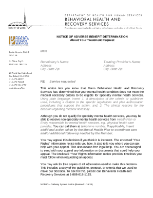 08 Notice of Adverse Benefit Determination (NOABD) Doc Template | pdfFiller