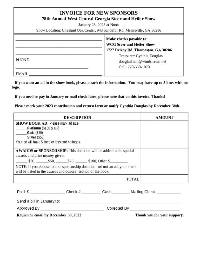 78th Annual West Central GA Steer and Heifer Show Doc Template | pdfFiller