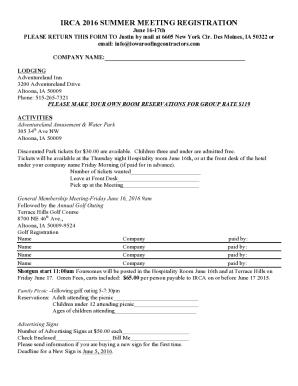 Fillable Online IRCA Registration Form 2016.doc Fax Email Print - pdfFiller