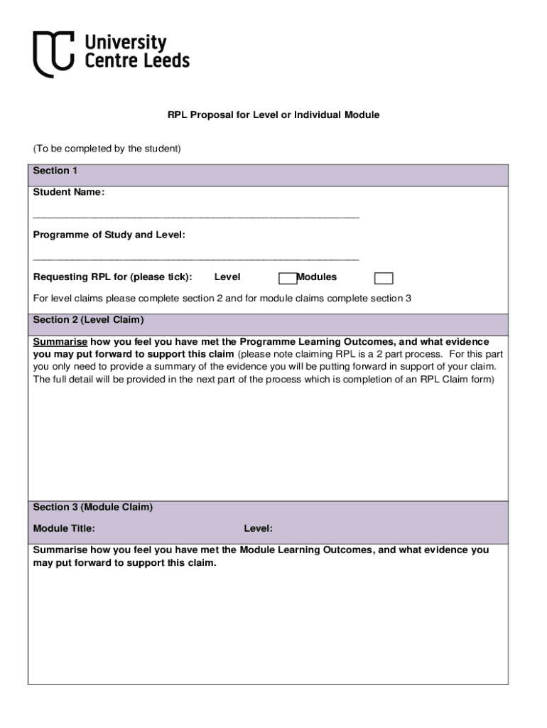 Fillable Online Recognition of Prior Learning (RPL) Claim Form Fax ...