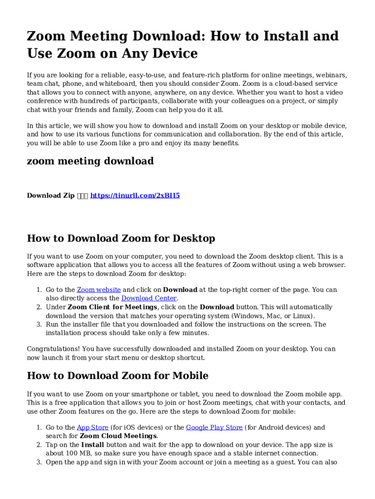 Please Download Zoom App - Fill Online, Printable, Fillable, Blank ...