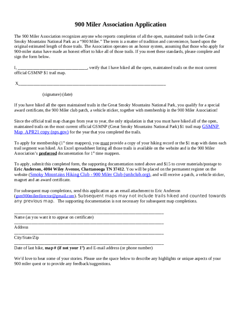 900 Miler Club: Youngest hikers tackling the trails in the ... Doc Template | pdfFiller