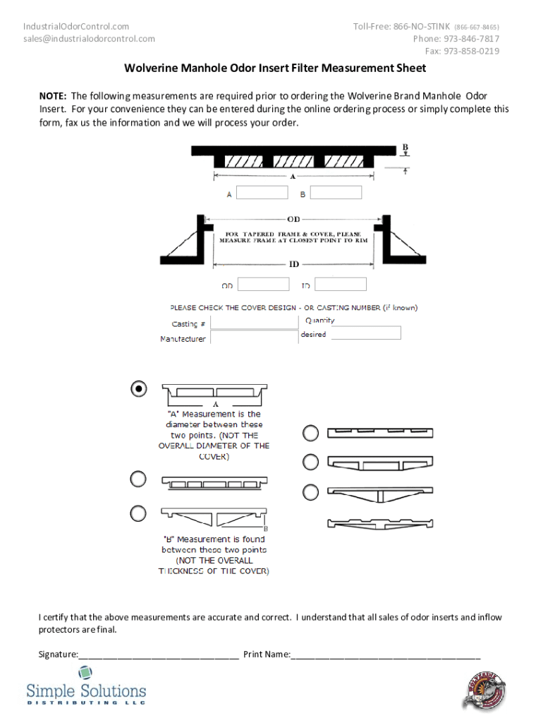 Fillable Online Wolverine Brand Activated Carbon Manhole Odor Filter ...