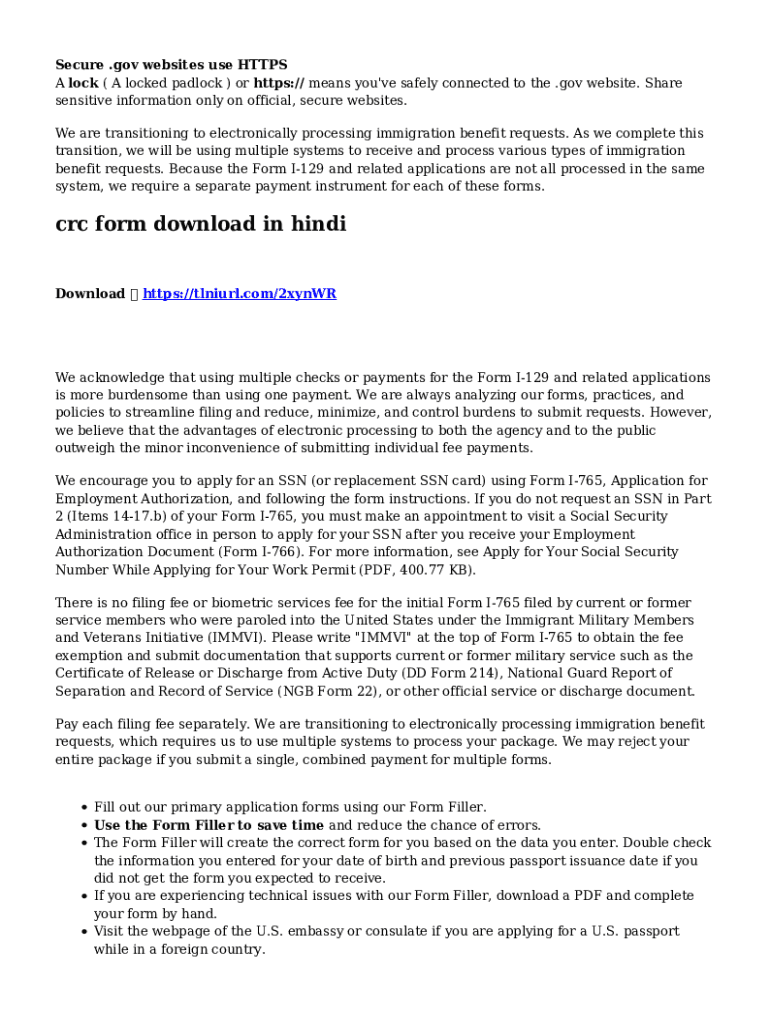 Fillable Online Crc Form Download In Hindi Fax Email Print - pdfFiller