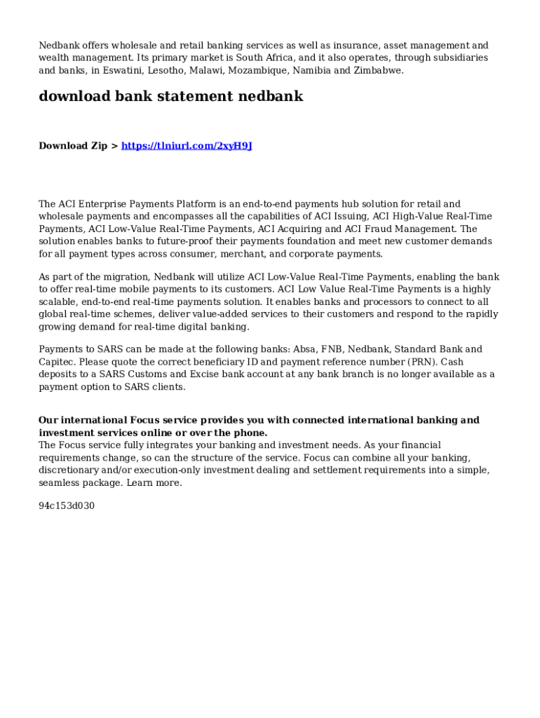 Nedbank Bank Statement Printout - Fill Online, Printable, Fillable ...