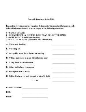 Fillable Online Epworth Sleepiness Scale.doc Fax Email Print - pdfFiller