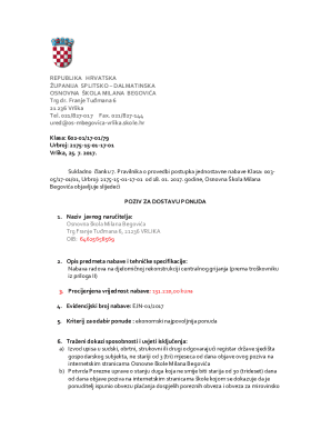 Fillable Online Poziv za dostavu ponuda za radove na djelomicnoj ...