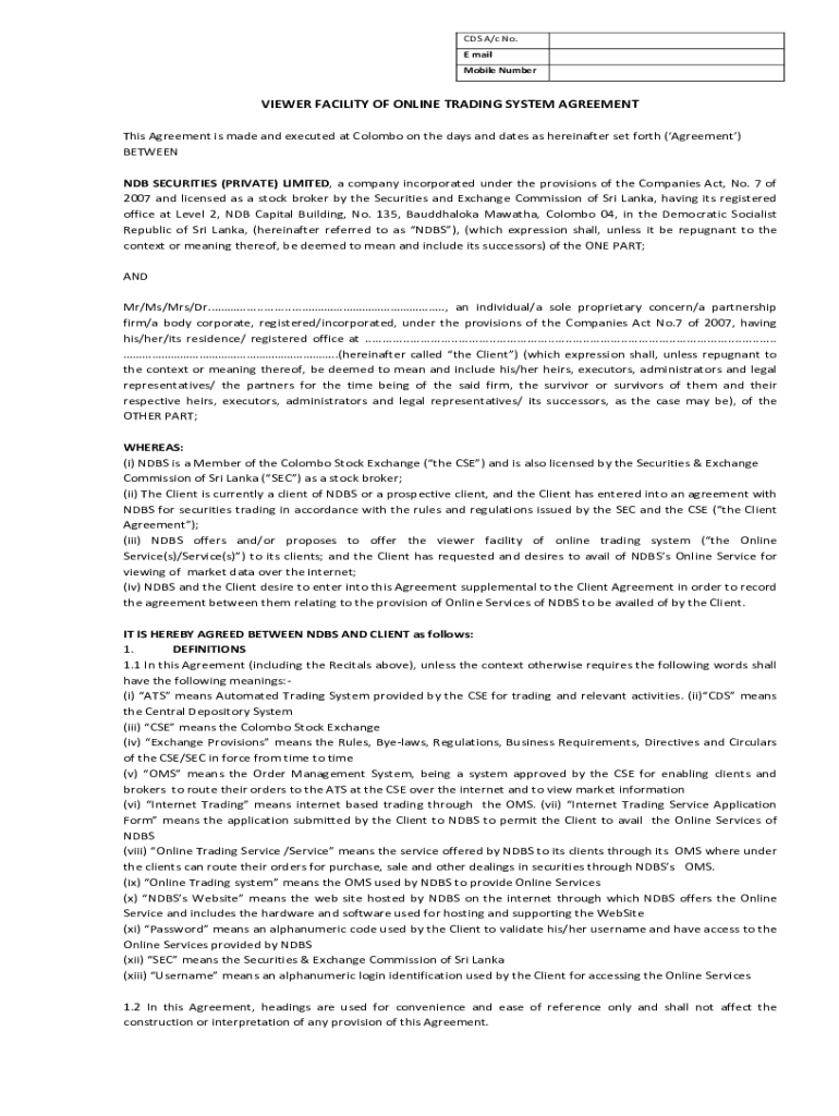 Fillable Online Internet Trading - Client Registration Form/Agreement ...