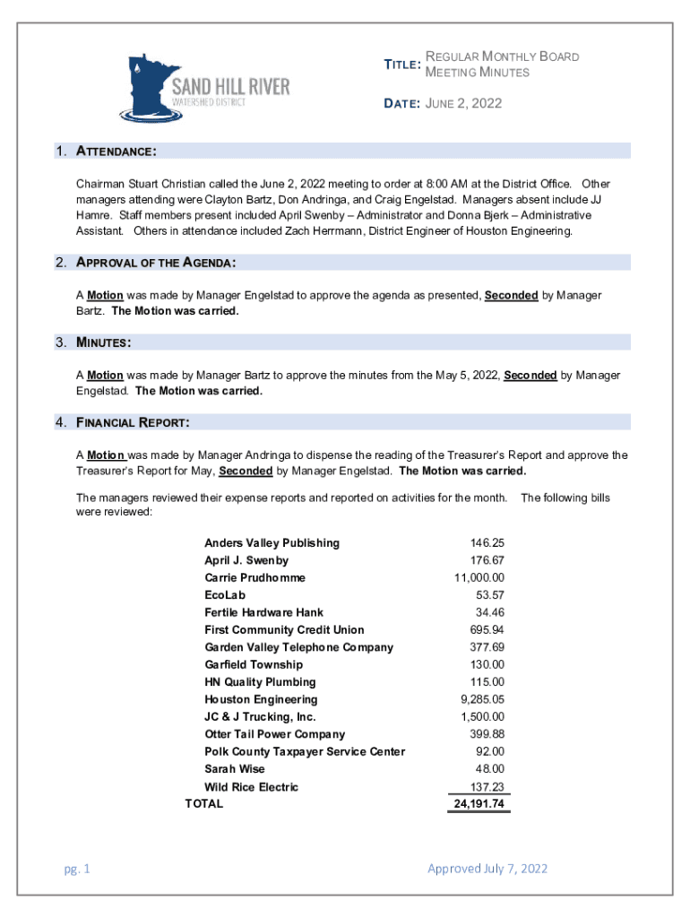 Fillable Online managers attending were Clayton Bartz, Don Andringa ...