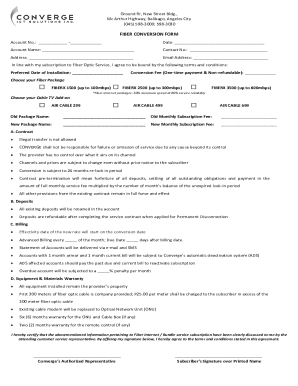 Fillable Online FIBER CONVERSION FORM Fax Email Print - pdfFiller
