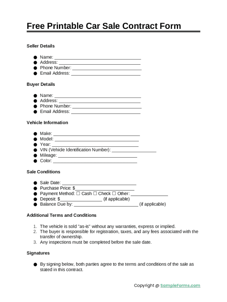 Used Car Sale Agreement Template - Fill Online, Printable ... Doc ...