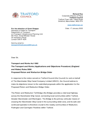 Fillable Online 6-trafford-council-letter-of-objection-to-the-order ...