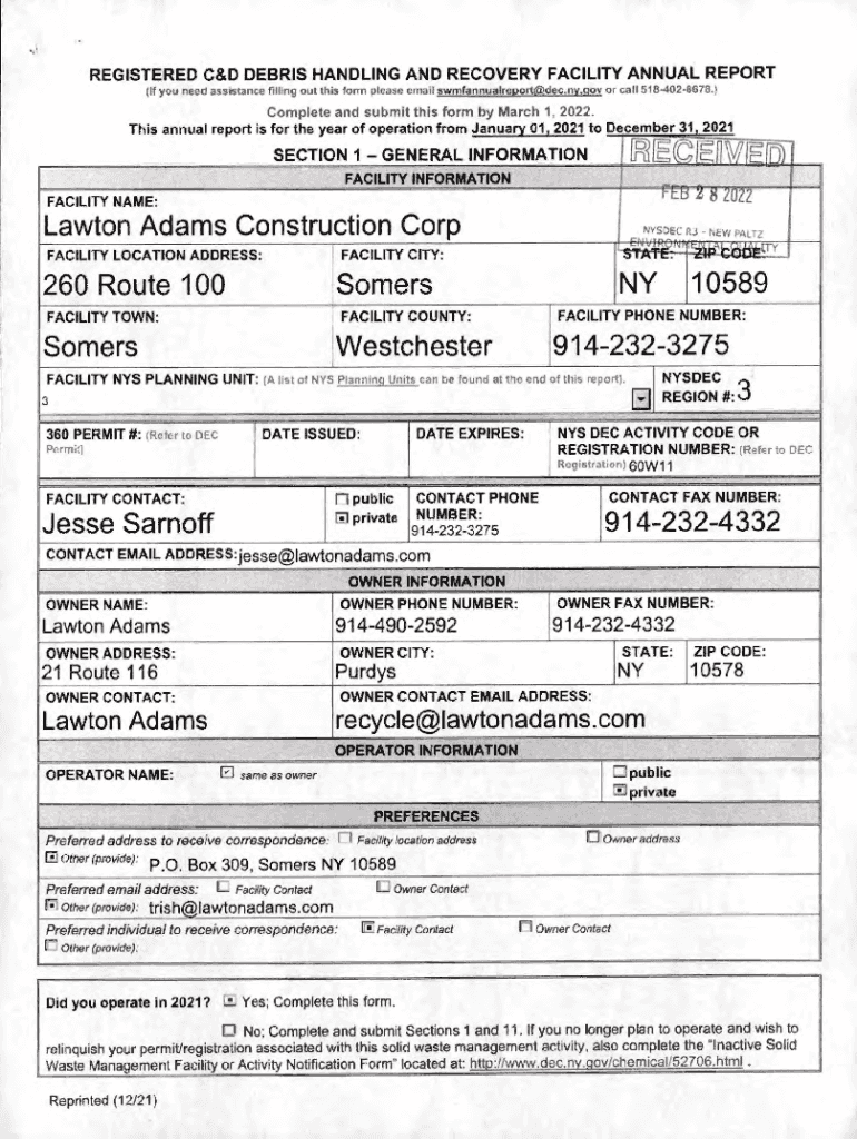 Fillable Online Lawton Adams Constructin Corp Permitted Construction ...