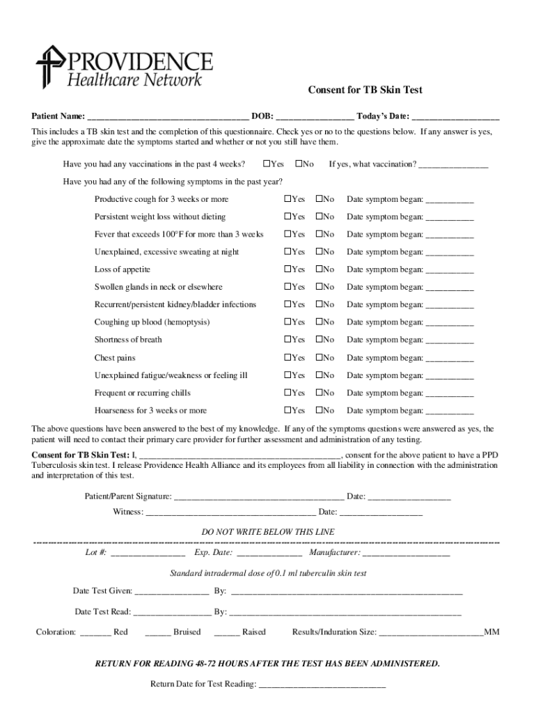Fillable Online Tuberculosis (TB) Skin Test Information and Consent Fax ...
