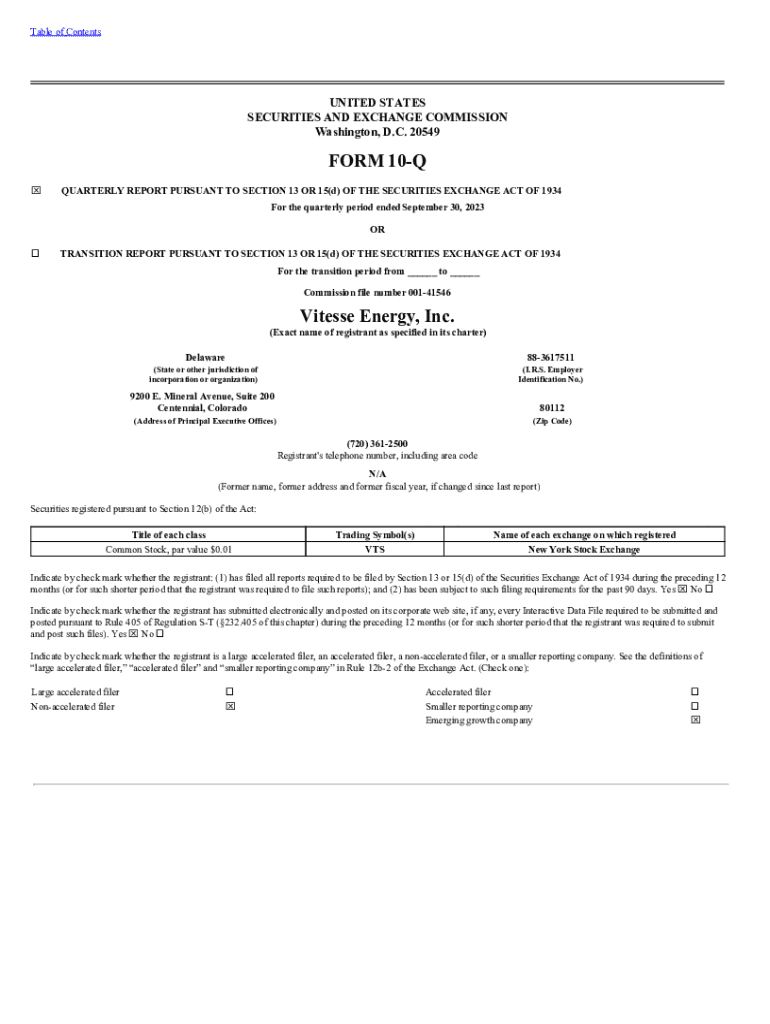 Fillable Online 10-Q - Vitesse Energy, Inc. Fax Email Print - pdfFiller