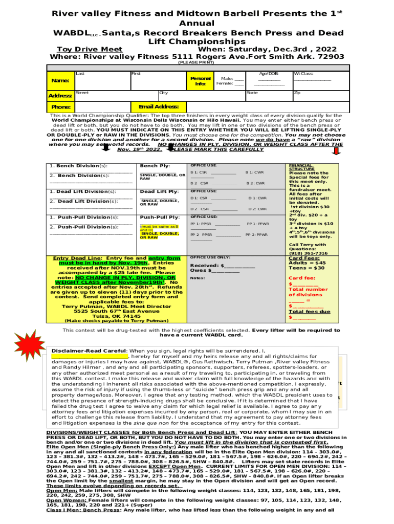 Santa,s Record Breakers Bench Press and Dead Lift ... Doc Template ...