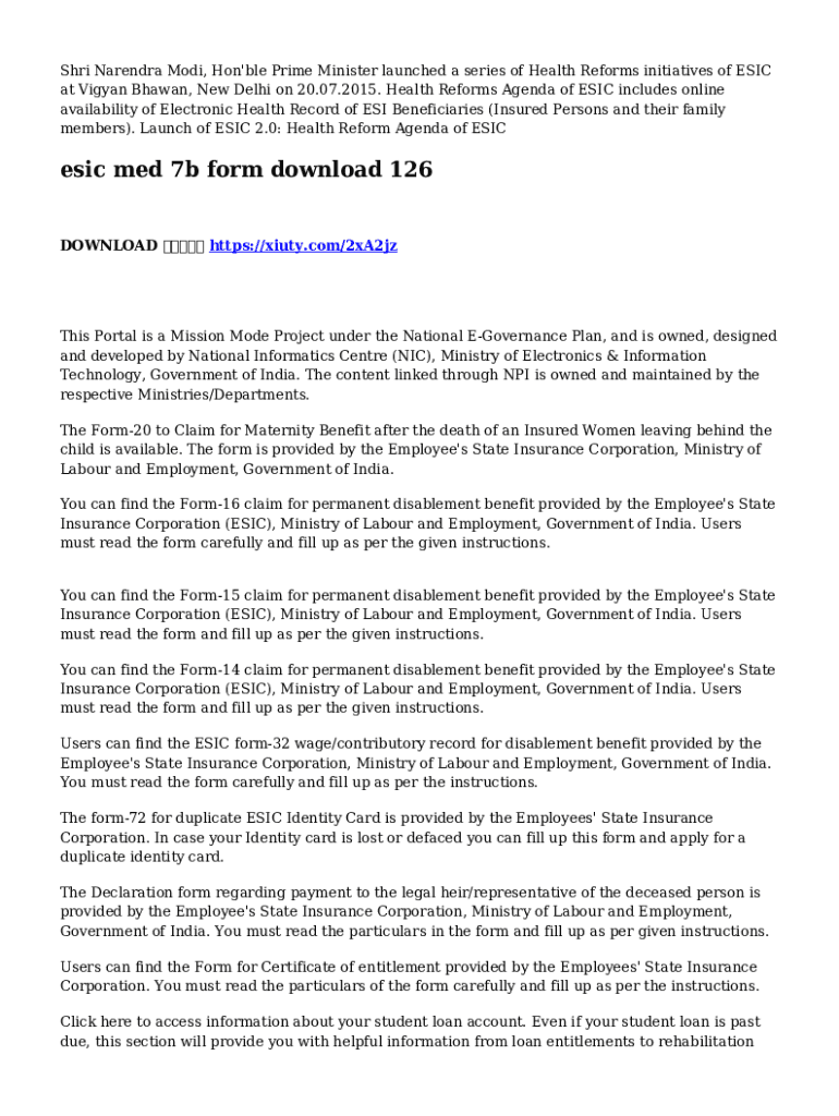 Fillable Online Esic Med 7b Form Download 126 Fax Email Print - pdfFiller Fillable Online Esic Med 7b Form Download 126 Fax Email Print - pdfFiller