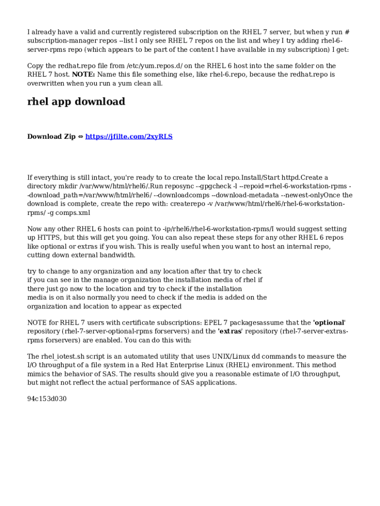 Fillable Online Is it possible to create a RHEL 6 repo on a RHEL 7 server Fax Email Print ...