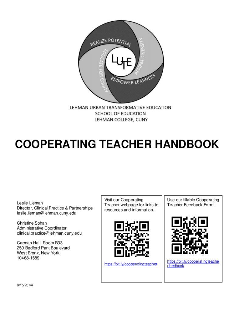 Fillable Online Student Teacher Handbook & Forms Fax Email Print ...