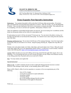 Fillable Online Tissue expander post op instructions Fax Email Print ...