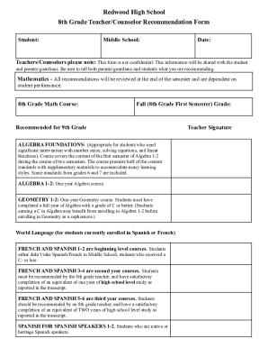 Fillable Online Math / Language Middle School Rec. Form Fax Email Print ...