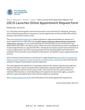 Fillable Online USCIS Launches New Online Form to Request Appointments ...