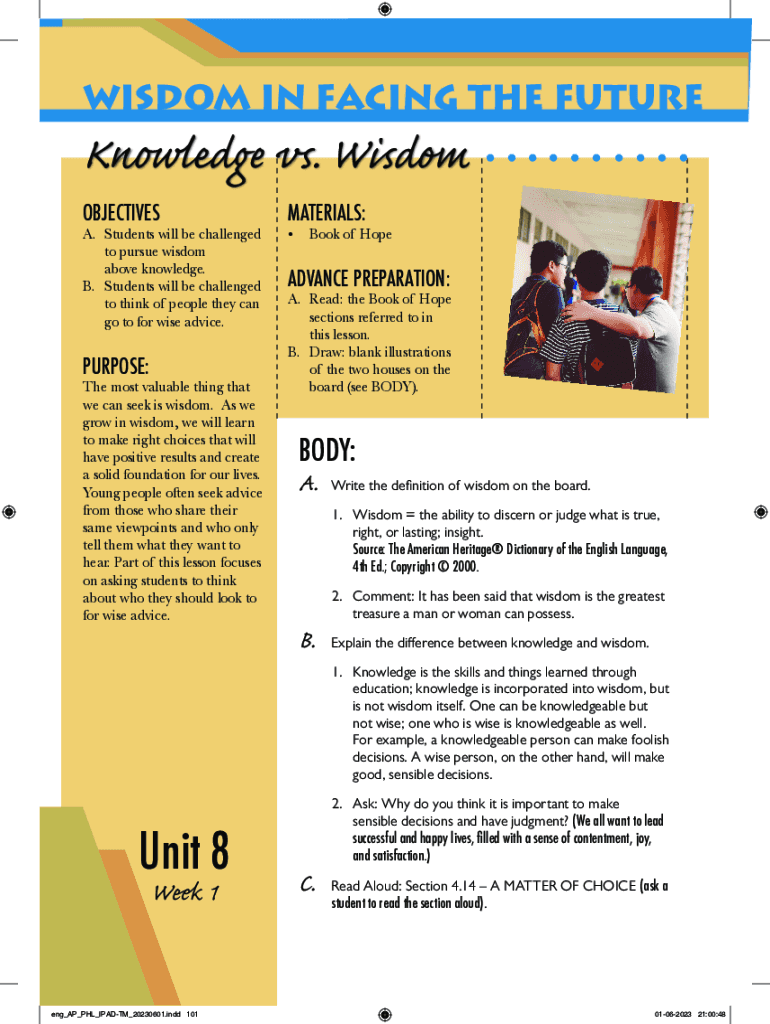 Fillable Online Knowledge Vs. Wisdom: What's The Difference, And Why ... Fax Email Print - pdfFiller