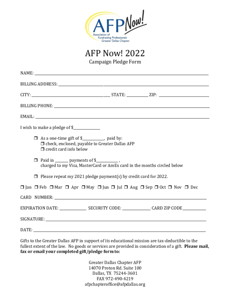 Fillable Online AFP LEAD Pledge Form.pdf Fax Email Print - pdfFiller