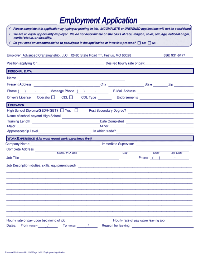 Fillable Online Attached is an Application for Employment with the Town ... Fax Email Print ...