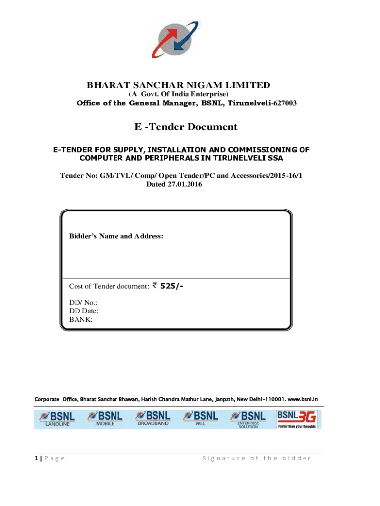Fillable Online Tender For Transportation Installation Dismantling of BTS ... Fax Email Print ...