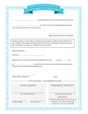 Fillable Online Copy-Certification-by-Document-Custodian Fax Email ...