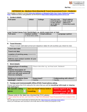 hsd089mapx4astudents. Medium Risk (Standard) Travel Assessment ...