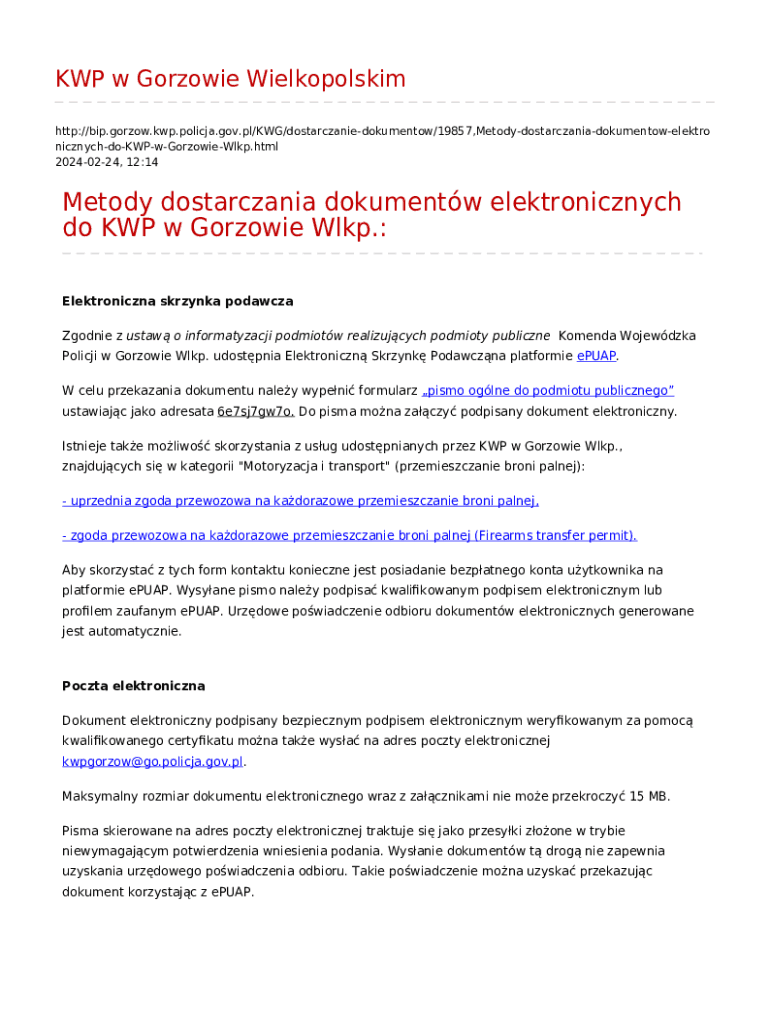 Fillable Online KWP w Gorzowie Wielkopolskim - Policja.pl Fax Email ...