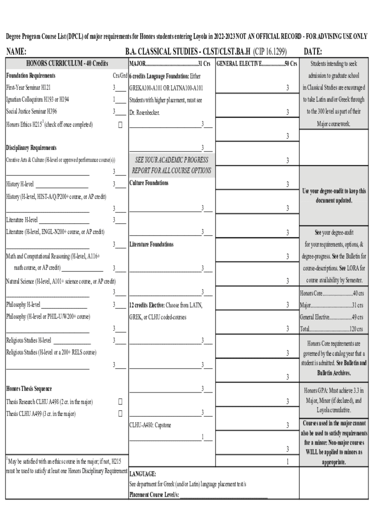 Fillable Online Course Catalogue: Classical Studies, Department of Fax Email Print - pdfFiller