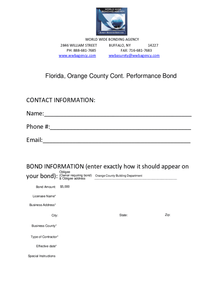 Fillable Online Fillable Online World Wide Bonding Agency: Home Fax ...