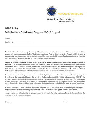 Fillable Online Satisfactory Academic Progress (SAP) Appeal - myUSF Fax Email Print - pdfFiller