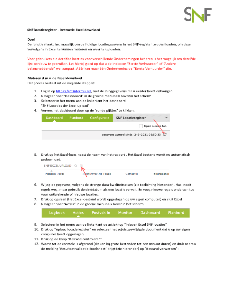 Invulbaar Online SNF locatieregister - Instructie Excel download ...
