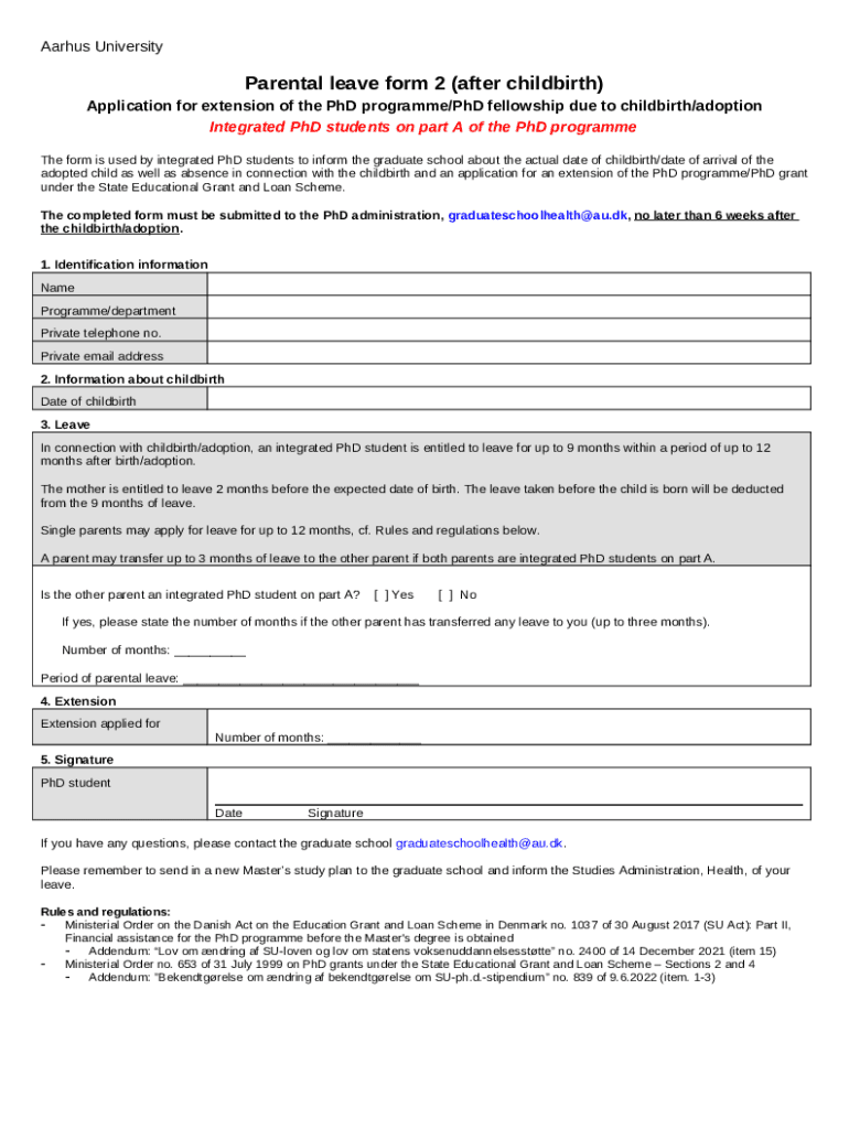 Parental leave 2 (after childbirth) - PhD students on part ... Doc ...