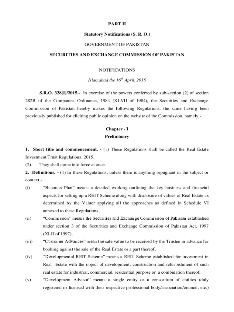 Fillable Online PART-II Statutory Notifications (SRO) Government of ...